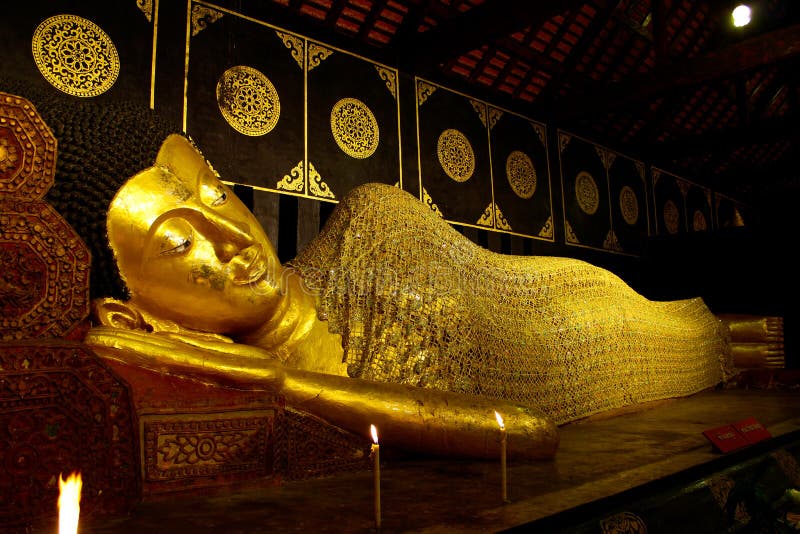 Reclining Buddha Sleep Buddha at Wat Chedi Luang in Chiang Mai Stock ...