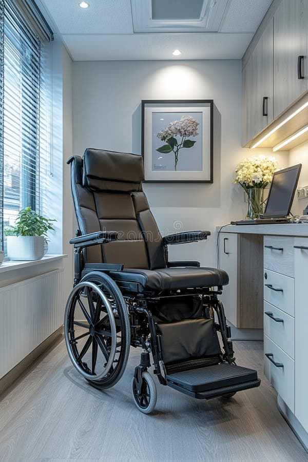 Reclining Wheelchair in a Modern Interior with a Large Window and ...