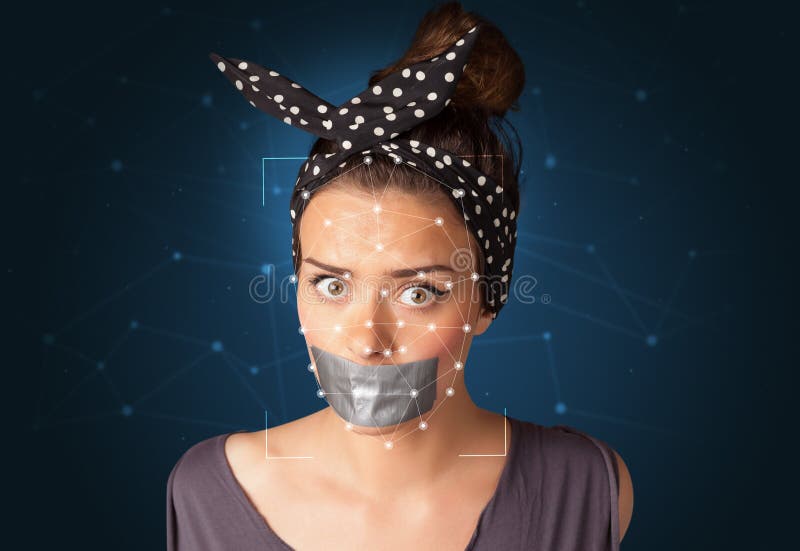 Recognition of a Face by Layering a Mesh Stock Image - Image of digital ...