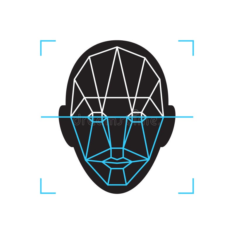 Facial recognition icon stock vector. Illustration of line - 161143504