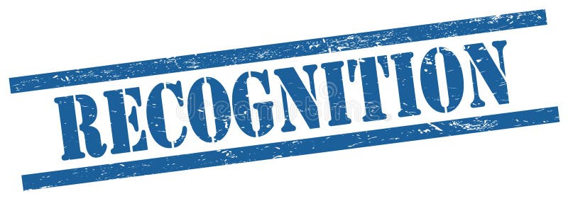 RECOGNITION Text on Blue Grungy Rectangle Stamp Stock Illustration ...