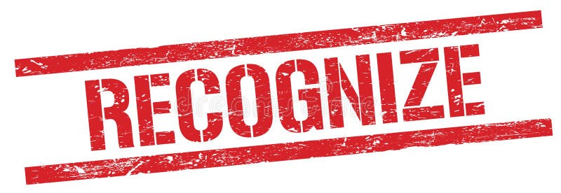 RECOGNIZE Text on Red Grungy Rectangle Stamp Stock Image - Image of ...