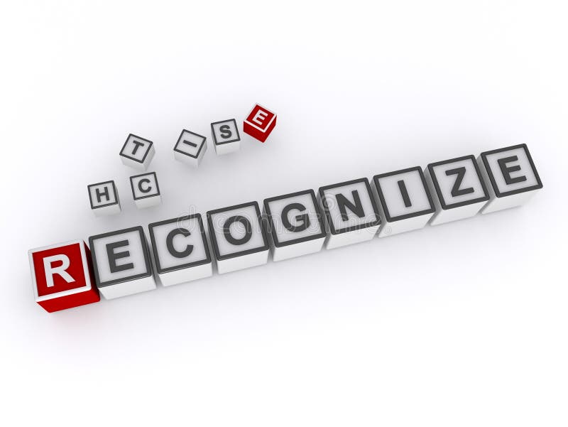 Recognize Word Block on White Stock Illustration - Illustration of ...