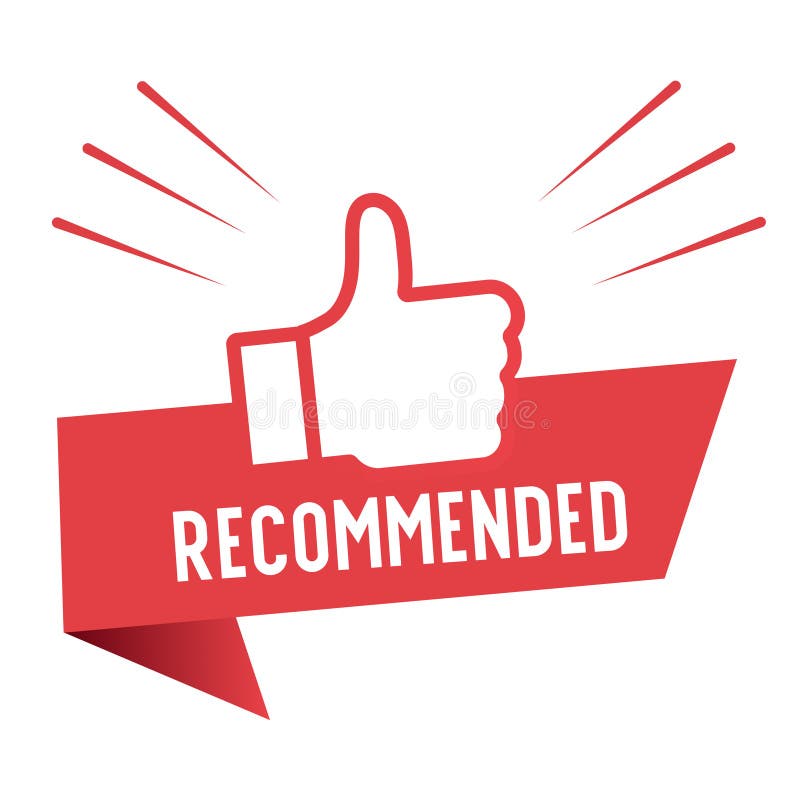 Recommend Icon Design. Red Label Recommend with Thumb Up Icon in Trendy ...