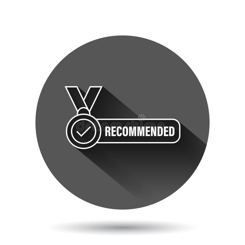 Recommend Icon. White Label Recommended on Green Background. Vector ...