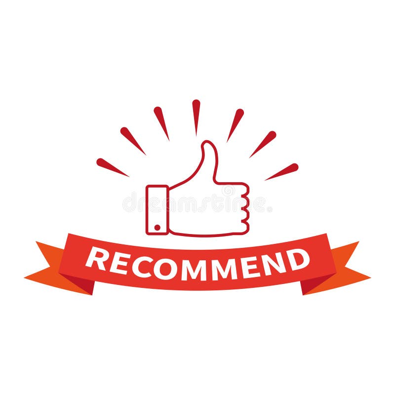 Recommend Icon. Red Label Recommend Thumb Up Icon. Vector Illustration ...