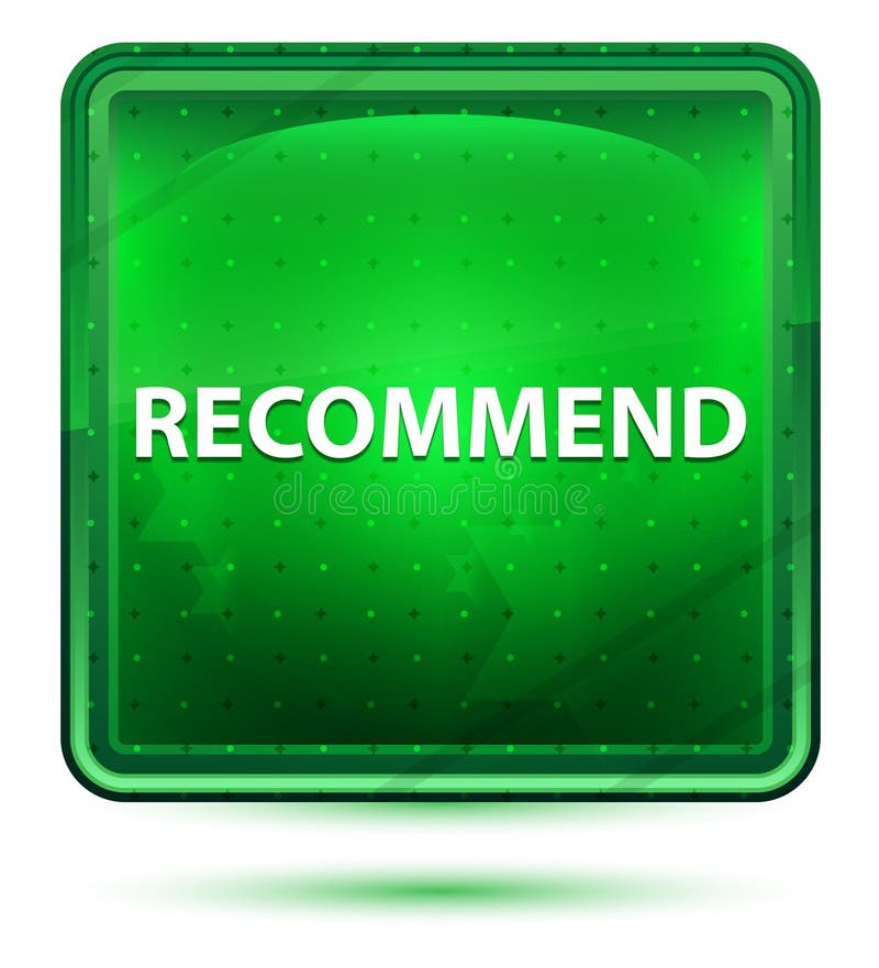 Recommend Neon Icon. White Label Recommended on Green Background ...