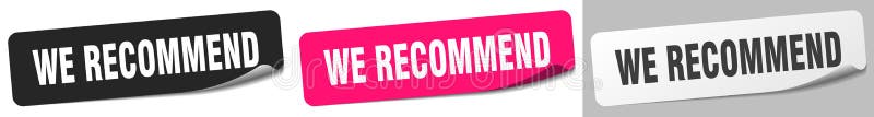 We Recommend Sticker. we Recommend Sticker Set on White Background ...