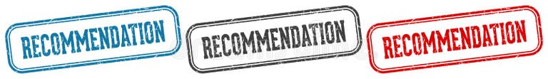Recommendation Stamp. Recommendation Rectangular Stamp Set Isolated on ...