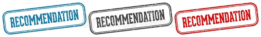 Recommendation Stamp. Recommendation Rectangular Stamp Set Isolated on ...