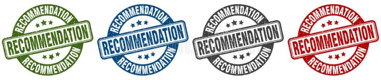 Recommendation Stamp. Recommendation Round Stamp Set Isolated on White ...