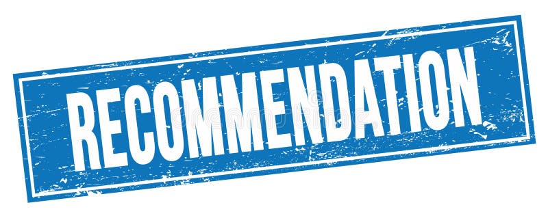 RECOMMENDATION Text on Blue Grungy Rectangle Stamp Stock Illustration ...