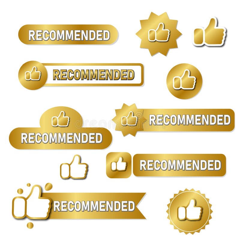 Recommended Banner with Thumbs Up. Big Set Recommended Elements Stock ...