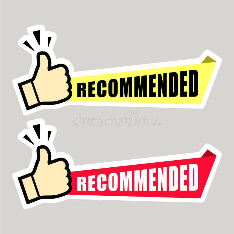 Recommend Thumb Up Emblem Sticker. Yellow and Red Labels Stock Vector ...