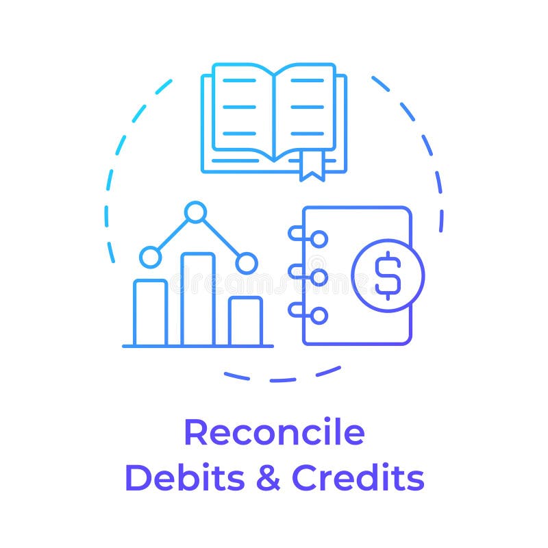 Reconcile Debits and Credits Blue Gradient Concept Icon Stock ...