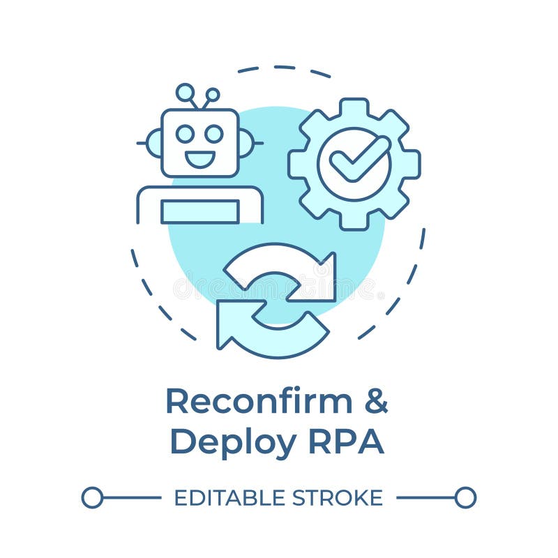 Reconfirm and Deploy RPA Soft Blue Concept Icon Stock Vector ...