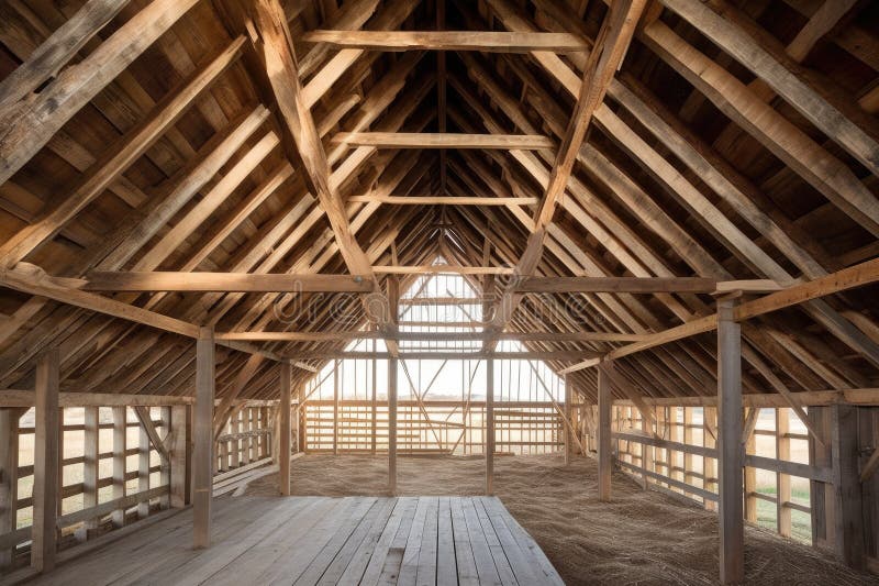 Reconstructed Barn Roof and Framework Stock Image - Image of barn, renovation: 286768957