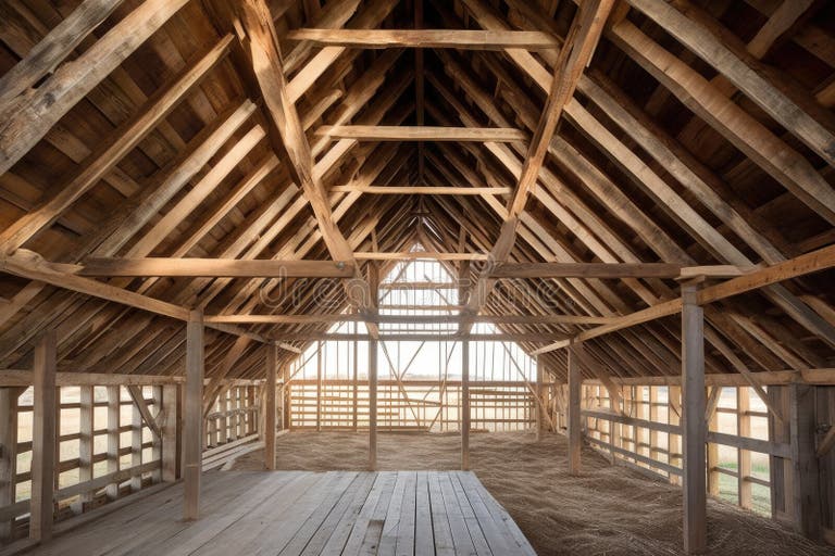 Reconstructed Barn Roof and Framework Stock Image - Image of barn ...