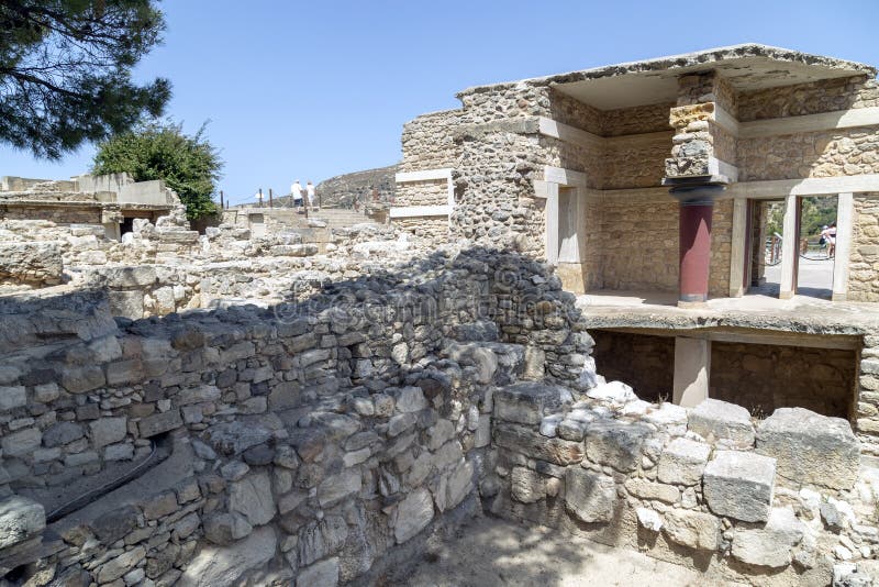 Reconstructed Building in the Archaeological Site of Knossus Stock ...