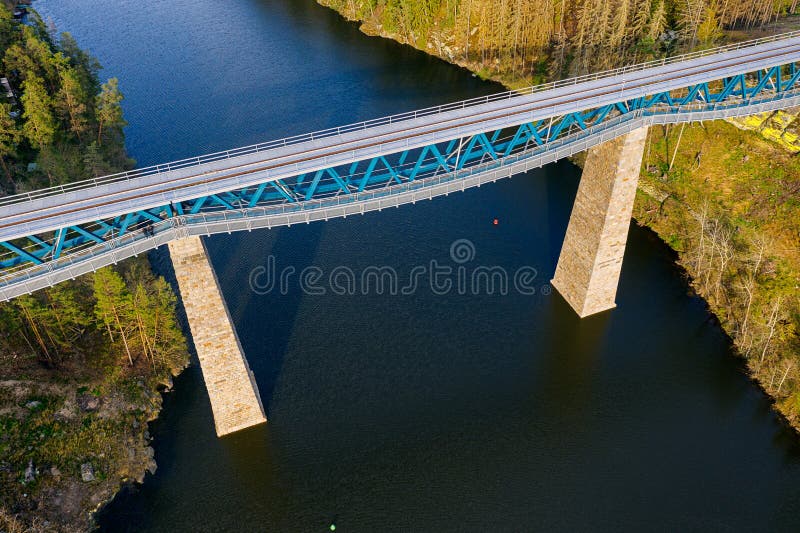 Railway bridge over lake stock image. Image of west - 185401959