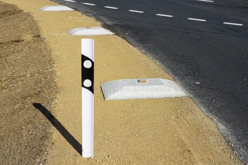 Reconstructed Road Edge with Plastic Road Post with Reflector Stock ...