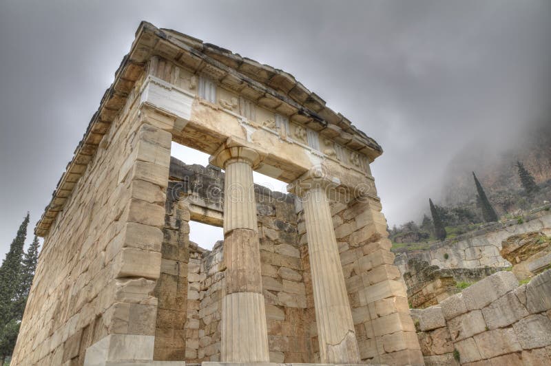 The Reconstructed Treasury of Athens at Delphi Stock Photo - Image of ...