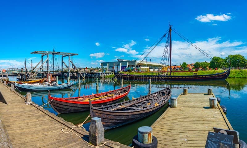 Reconstructed Viking Ships at the Port of Roskilde, Denmark Stock Photo ...