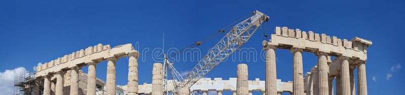 Reconstruction of Acropolis in Athens, Greece Stock Photo - Image of ...
