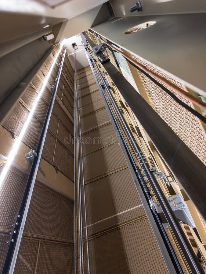Reconstruction of Elevator Shaft with Ropes and LED Lights, Vertical ...