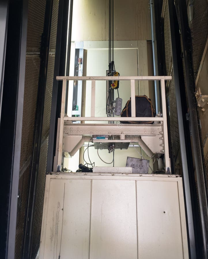 Reconstruction of Elevator Shaft with Ropes and LEDs Stock Image ...