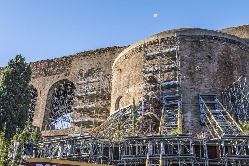 Reconstruction of a Historic Building with with Brick Walls and Tower ...