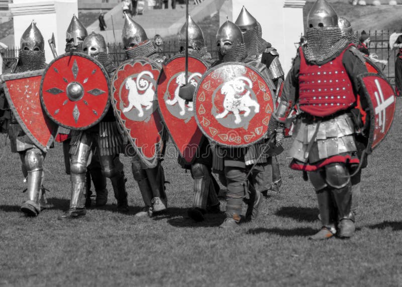 Group of knights stock photo. Image of gladiator, battlefield - 168918786