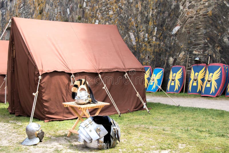 Reconstruction of a Military Camp with Tents and Armor from the Middle ...