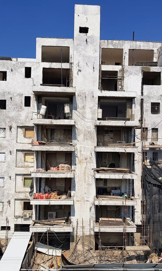 Reconstruction of the Old Habitation House Stock Photo - Image of board ...