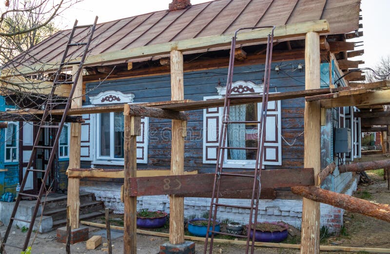 Reconstruction of the Old House, Building Plot Stock Image - Image of ...