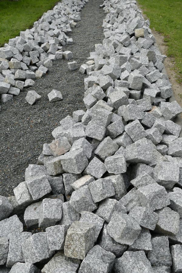 Reconstruction of a Pack Sidewalk with Cobbles Stock Photo - Image of ...
