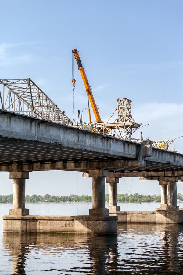 Reconstruction of a River Bridge Stock Photo - Image of europe ...