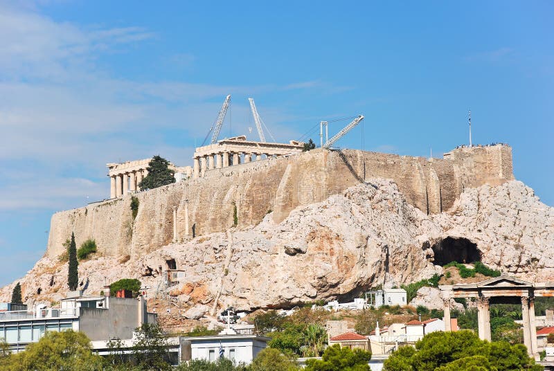 Reconstruction of Acropolis in Athens, Greece Stock Photo - Image of ...