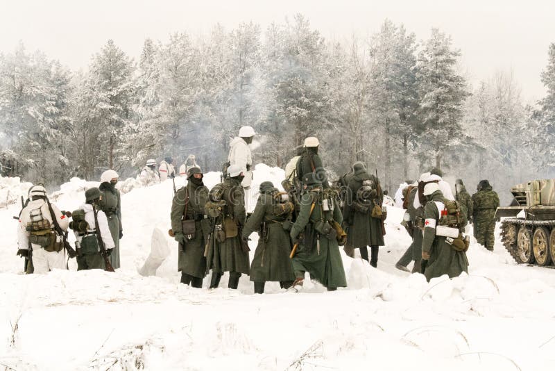 Reconstruction Of The Winter Battle Editorial Stock Image - Image of ...