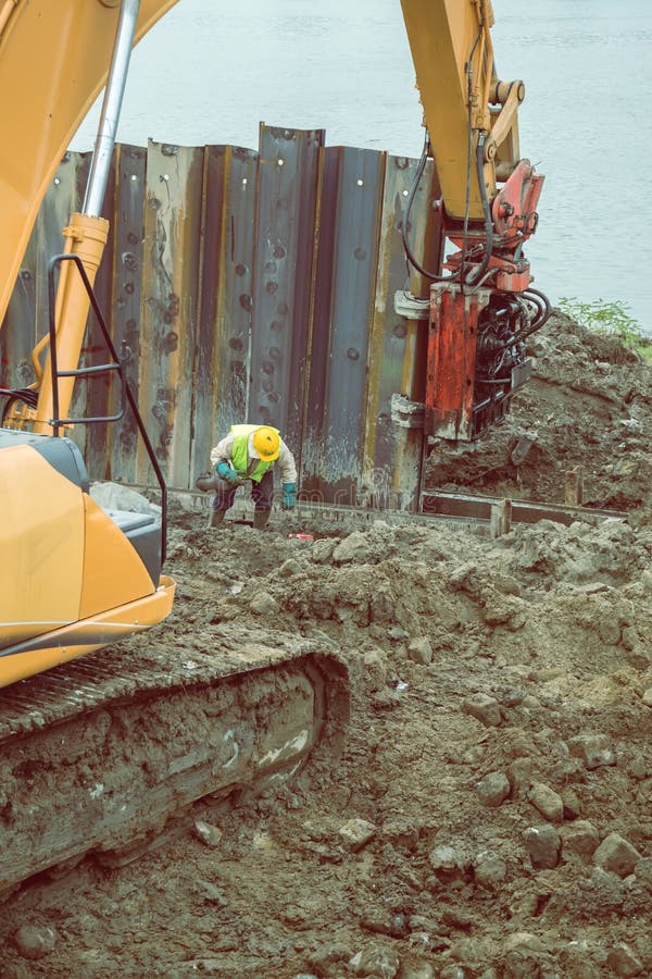 Reconstruction Work at the River Bank 4 Stock Photo - Image of ...