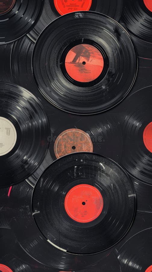 Record with Black and Orange Design and Red Line. Retro Music Concept ...