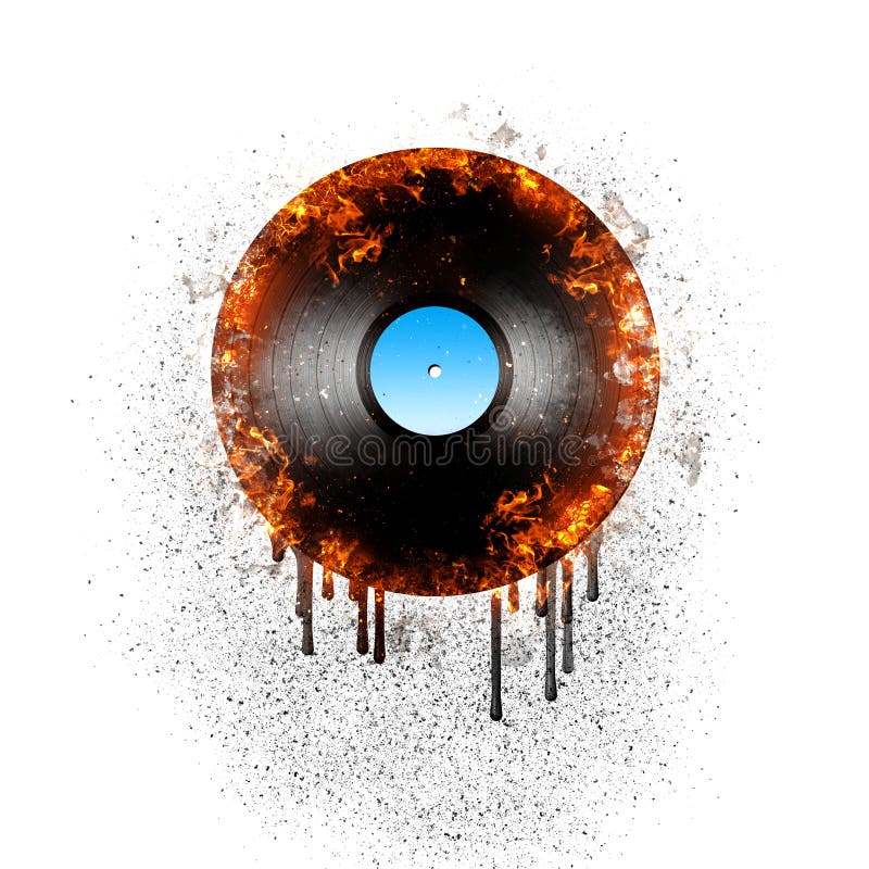 Melted Vinyl Record with Musical Notes Stock Vector - Illustration of ...