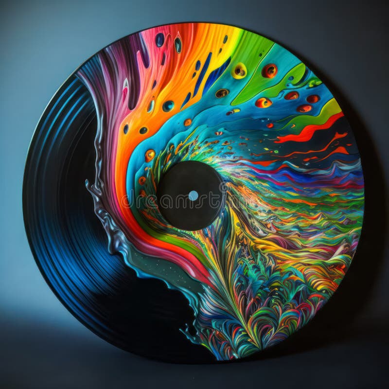 Record with a Colorful Design on it. Generative AI Stock Image - Image ...