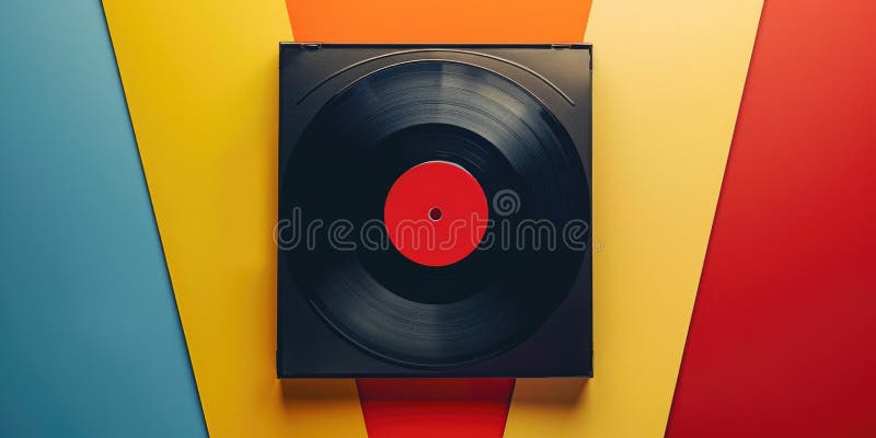 Record on Colorful Wall with Red Disc Stock Image - Image of vintage ...
