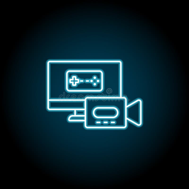 Record, Game, Game Controller Blue Neon Icon. Simple Thin Line, Outline ...