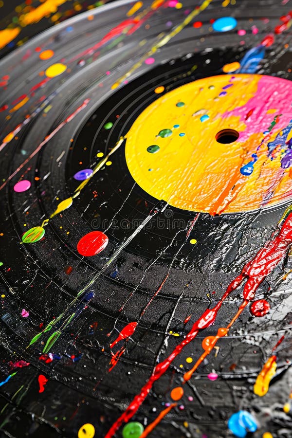 Record Has Been Painted with Multiple Colors Including Red and Yellow ...