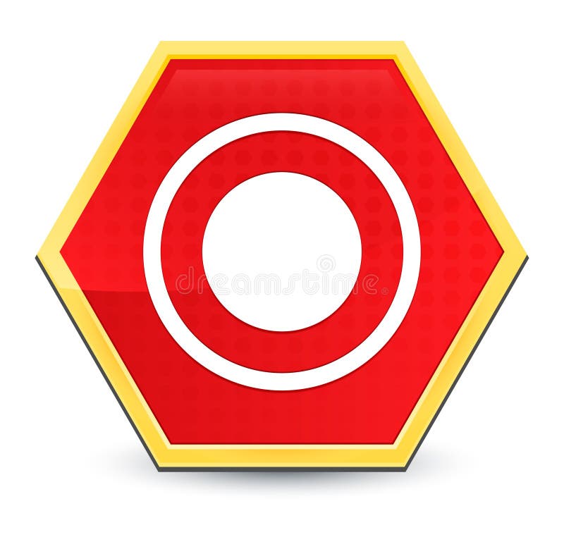 Record Icon Abstract Red Hexagon Button Bright Yellow Frame Elegant ...