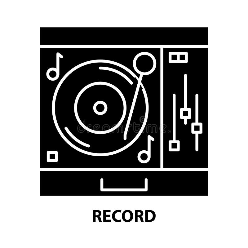 Record Player Icon, Black Vector Sign with Editable Strokes, Concept ...