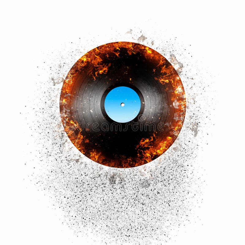 Hot vinyl on fire! stock vector. Illustration of music - 2950508