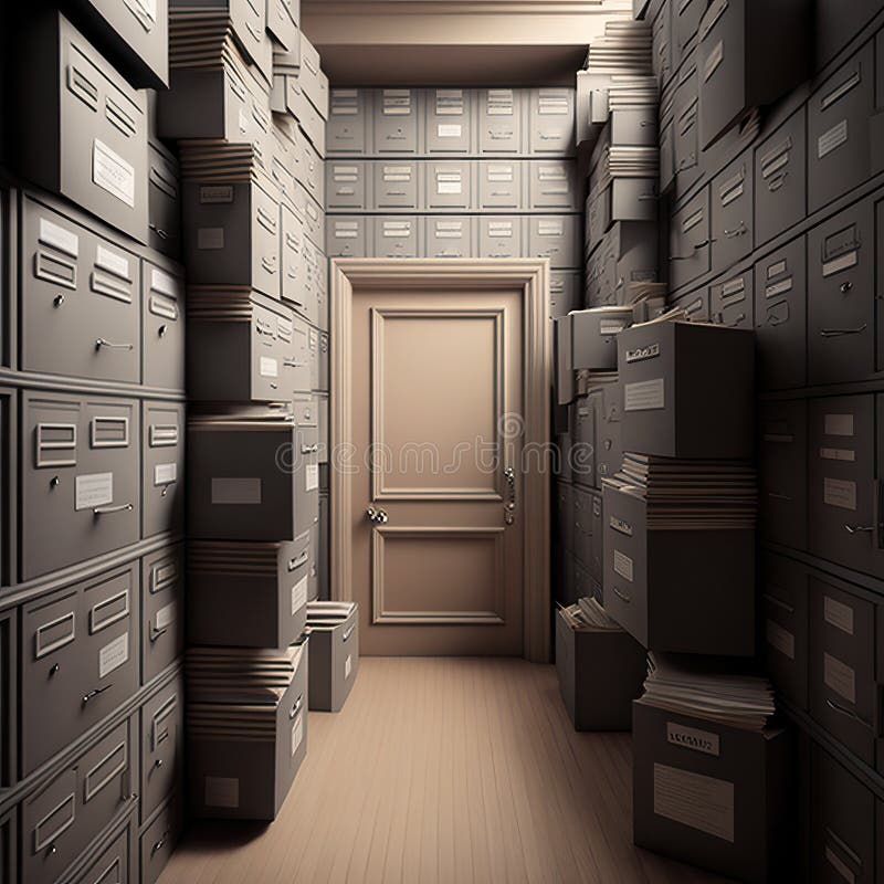 Record Keeping and Archeiving, Cabinet of Folders in Room, Generative ...